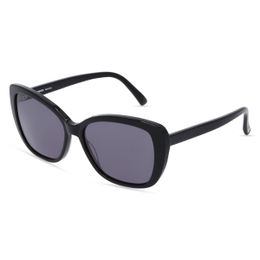 Rodenstock 3323 | Damen-Sonnenbrille | Fassung: Vollrand, Butterfly, Kunststoff, Schwarz Gl&auml;nzend | Glasfarbe: Grau