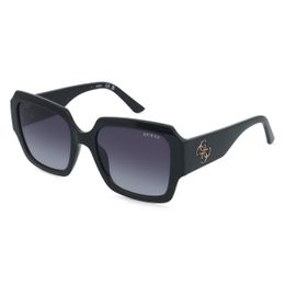 Guess GU7681 | Damen-Sonnenbrille | Fassung: Vollrand, Quadratisch, Kunststoff, Schwarz Gl&auml;nzend | Glasfarbe: Grau Verlaufend