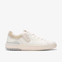 Clarks Courtlite2 Run Wei&szlig;e Lederschuhe
