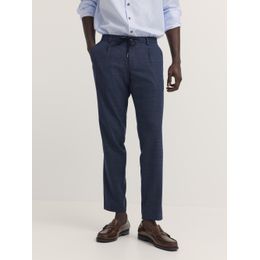 Bugatti Herren Bundfaltenhose "Superior touch", blau, Gr. 34, unifarben, 57% Polyester, 22% Wolle, 17% Viskose, 4% Elasthan, Hosen, mit Stretch und