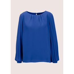 Madeleine Mode MADELEINE Damen Langarmbluse "Bluse Edle Schlupfbluse mit Plissee-&Auml;rmeln", blau, Modern, Gr. 36, Obermaterial: 100% Polyester PES., Blusen