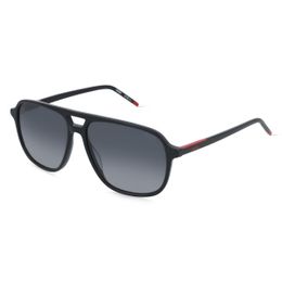 HUGO BOSS Hugo HG 1398/S | Herren-Sonnenbrille | Fassung: Vollrand, Pilot, Acetat, Schwarz | Glasfarbe: Grau