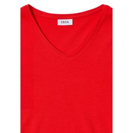Cecil Damen Langarmshirt, rot, Gr. XL, unifarben, Web, 100% Baumwolle, Shirts, aus reiner Baumwolle