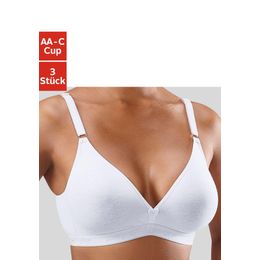 Damen Bralette-BH, PETITE FLEUR BY LASCANA, Gr. 70, schwarz-wei&szlig;, Jersey, Obermaterial: 75% Baumwolle, 15% Elasthan, 10% Polyester, Basic, BHs, ohne