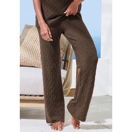 Damen Strickhose, French Connection, Gr. 36, braun, Strick, Obermaterial: 33% Nylon, 32% Polyacryl, 30% Baumwolle, 5% Elasthan, Zopfmuster, Hosen,