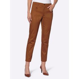 Heine Damen Stretch-Hose, Braun, Gr. 50, 7/8-Hose, Material: Baumwolle