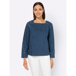 Heine Damen Jeansbluse, Blau, Gr. 40, Blusen langarm, Material: Baumwolle