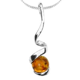 OSTSEE-SCHMUCK Damen Kette mit Anh&auml;nger "- Spirale - Silber 925/000 - Bernstein", 50, Silber 925 (Sterlingsilber), silber, Silber 925