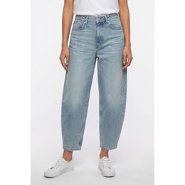 Marc O'Polo MARC O'POLO Damen High-waist-Jeans, blau, Gr. 27, Denim/Jeans, Obermaterial: 79% Baumwolle, 20% Viskose, 1% Elasthan, Jeans, barrel cropped mit