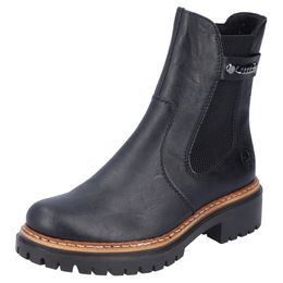 Rieker Damen Chelseaboots, Gr. 42, schwarz, Elastischer Einsatz, Lederimitat, Schuhe, mit feiner Zierkette