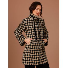 Manisa Damen Wolljackeschwarz, camel, gemustert, Gr. 38, Hahnentrittmuster, gemustert, mehrfarbig, 100% Wolle, Jacken
