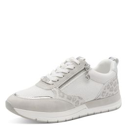 Tamaris Damen Plateausneaker, Gr. 41, wei&szlig;, Lederimitat, Textil, Schuhe, Freizeitschuh, Schn&uuml;rschuh, Halbschuh mit Rei&szlig;verschluss au&szlig;en
