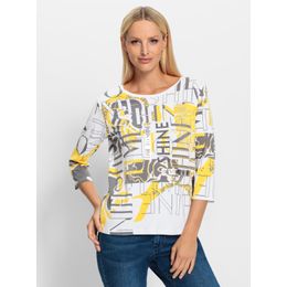 Heine Damen Rundhalsshirt, Gelb, Gr. 38, 3/4 Arm Shirts, Material: Viskose