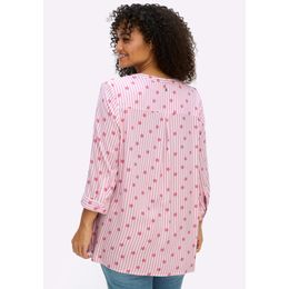 sheego Damen Schlupfbluse, rosa, Gr. 50, gebl&uuml;mt, gemustert, gestreift, 100% Viskose, Blusen