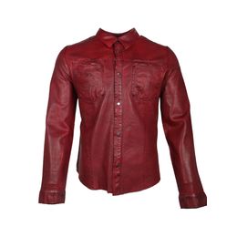 RICANO Herren Langarmhemd "Lederjacke Reverse Shirt", rot, Gr. 4XL, Obermaterial: 100% Lammnappaleder LANA., Hemden, Handgefertigt aus echtem Leder