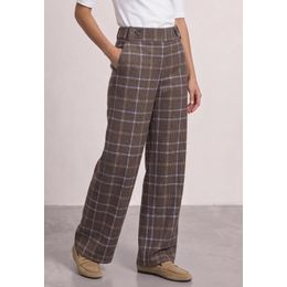 Street One Damen Stoffhose, braun, Gr. 36, kariert, Stoff;Samt, 90% Polyester, 10% Elasthan, Hosen, mit Wide Legs