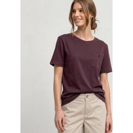 Street One Damen T-Shirt, lila, Gr. 44, unifarben, Web, 50% Baumwolle, 50% Modal, Shirts, mit Brusttasche