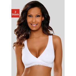 Damen Soft-BH, PETITE FLEUR BY LASCANA, Gr. 36, schwarz-wei&szlig;, Jersey, Obermaterial: 87% Modal, 7% Polyamid, 6% Elasthan, Basic, BHs, ohne B&uuml;gel auch
