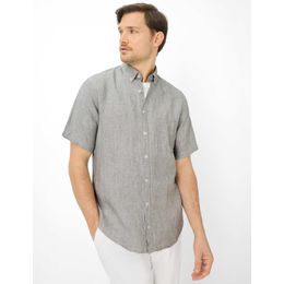 Brax Herren Kurzarmhemd "Style DAN", grau, Gr. S, Web, 100% Leinen, Hemden