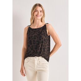 Street One Damen Tr&auml;gertop, braun, Gr. 36, gemustert, Stoff, 95% Viskose, 5% Elasthan, Tops, mit reflektierenden Details