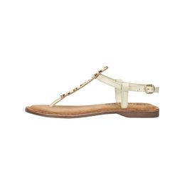 Lazamani Damen Zehentrenner "Lazamani Sandalen Leder/Textil", Gr. 39, beige, Leder, Textil, Schuhe
