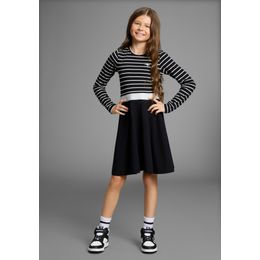Kangaroos M&auml;dchen Jerseykleid "Kleid mit Glitzerg&uuml;rtel", silber, Gr. 152, geringelt, metallisierte Fasern, Jersey, Obermaterial: 66% Baumwolle, 29%