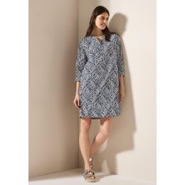 Cecil Damen Tunikakleid, blau, Gr. XS, gemustert, Web, 100% Baumwolle, Kleider, aus 100% Baumwolle
