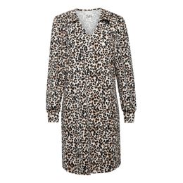 Ichi Damen Midikleid "Kleid IHKATE", braun, Gr. XL, Obermaterial: 74% Polyester PES. 22% Viskose CV. 4% Elasthan EL., Kleider