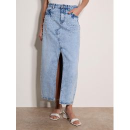 Apricot Damen Midirock "Midi-Jeansrock mit Perlenverzierung", blau, Gr. 36, uni, Denim, Obermaterial: 100% Baumwolle CO., R&ouml;cke, mit Perlenverzierung