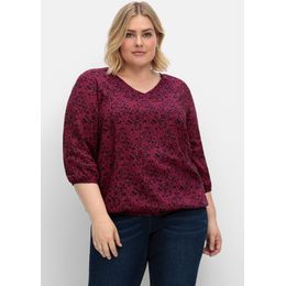 sheego Damen Longbluse, pink, Gr. 48, gemustert, mehrfarbig, 100% Viskose, Blusen