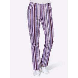 Classic Basics Damen Schlupfhose, lila, Gr. 44, gemustert, gestreift, mehrfarbig, 100% Baumwolle, Hosen