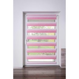 K-home Doppelrollo &raquo;mit sch&ouml;nen Farbverlauf&laquo; Lichtschutz ohne Bohren freih&auml;ngend rosa Polyester 150cm, einseitig verschiebbar, 50cm