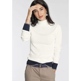 AJC Damen Rollkragenpullover, bunt, Gr. 32, unifarben mit Farbeins&auml;tzen, Feinstrick, Obermaterial: 50% Baumwolle, 50% Polyacryl, Pullover, in enger