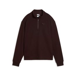 Puma Damen Langarmshirt "ESS ELEVATED STANDARD HALF-ZIP", braun, Gr. XS, unifarben, Web, Obermaterial: 66% Baumwolle, 32% Polyester, 2% Elasthan,