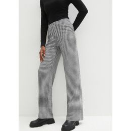 bonprix Damen Stretch-Hose, schwarz-wei&szlig;, festlich, Gr. 52, Web, Obermaterial: 65% Polyester, 30% Viskose, 5% Elasthan, Hosen, Stretch-Material, mit