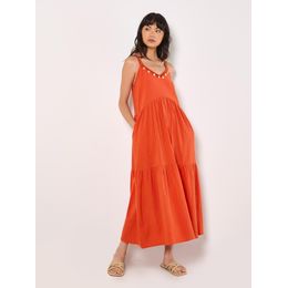 Apricot Damen Midikleid "Shell Detail Midaxi Dress", orange, Gr. 40, unifarben, Obermaterial: 100% Baumwolle CO., Kleider, mit Tr&auml;gern