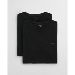 Gant Herren Kurzarmshirt "C-NECK T-SHIRT 2-PACK", Gr. L, schwarz, Web, Obermaterial: 100% Baumwolle, Shirts, Mit Rundhalsausschnitt
