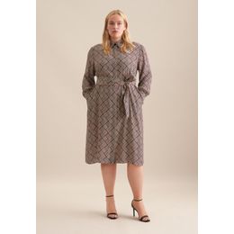 Seidensticker Damen Sommerkleid "Schwarze Rose", blau, Gr. 52, gemustert, 100% Viskose, Kleider, 1/1 Kragen Geometrische Muster