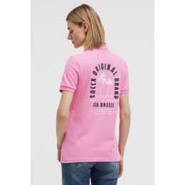 SOCCX Damen Poloshirt, pink, Gr. XL, bedruckt, Piqu&eacute;, Material: 95% Baumwolle, 5% Elasthan, Shirts, mit Puff-Print