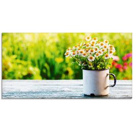Glasbild Artland, B:60cm H:30cm, gr&uuml;n, K&uuml;che, Bilder, "Fr&uuml;hlingsgarten mit Echter Kamille", in verschiedenen Gr&ouml;&szlig;en