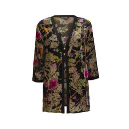 GOLDNER Damen Jackenblazer "Kurzgr&ouml;&szlig;e Ausbrennerjacke mit floralem Muster", schwarz, festlich, Gr. 20, Obermaterial: 72% Viskose CV. 18% Polyamid PA.