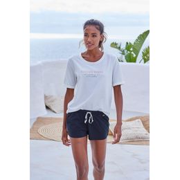 Lascana Damen Pyjamashorts, Schwarz, Gr. 32/34, Pyjamas, Material: Baumwolle