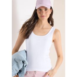 Cecil Damen Tr&auml;gertop, wei&szlig;, Gr. M, unifarben, Web, 100% Baumwolle, Tops, aus reiner Baumwolle