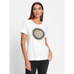 Heine Damen Rundhalsshirt, Natur, Gr. 42, T-Shirts, Material: Baumwolle