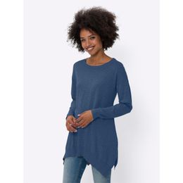Heine Damen Baumwollpullover, Blau, Gr. 40, Rundhals Pullover, 100% Baumwolle