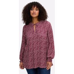 sheego Damen Longbluse, rot, Gr. 50, bedruckt, gebl&uuml;mt, gemustert, mehrfarbig, 100% Viskose, Blusen