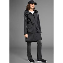 Kangaroos Damen Funktionsparka, schwarz, Gr. 44, kontrastfarbene Details, unifarben, Web, Obermaterial: 100% Polyester. Futter: 100% Polyester,