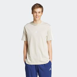 Herren T-Shirt "ESSENTIALS 3-STREIFEN SINGLE JERSEY", grau, Gr. M, adidas Sportswear, Obermaterial: 100% Baumwolle, Shirts, mit sportlichem Stil,