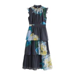 next Kleid Damen Gr&ouml;&szlig;e 36 navy / himmelblau / dunkelgelb / jade Sommerkleid