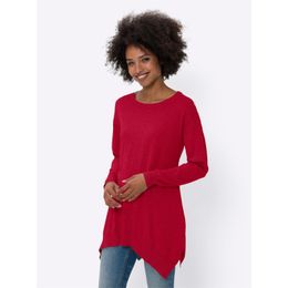 Heine Damen Baumwollpullover, Rot, Gr. 38, Rundhals Pullover, 100% Baumwolle